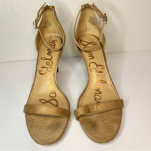 Sam Edelman | Shoes | Sam Edelman Gold Champagne Neutral Open Toe Ankle ...